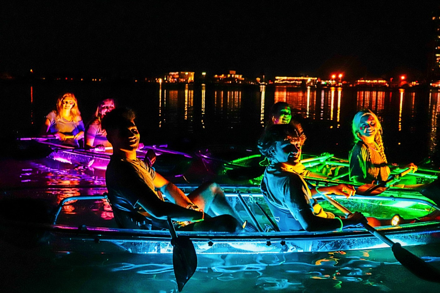 Glow Paddle | Clear Kayak with Lights in Pensacola, Navarre, and 30A
